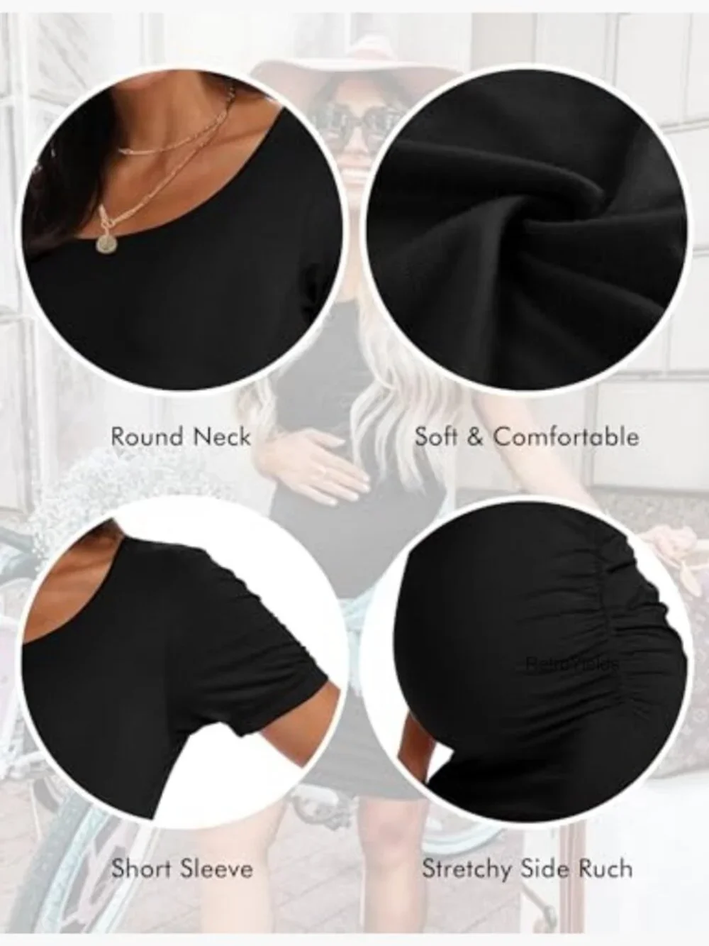 Dresses | Short Sleeve Maternity Bodycon Dress With Side Ruching S2xl ...